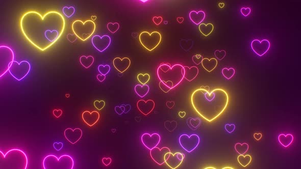 Neon Valentine Love Hearts Fluorescent LED Lights Glow Flying Forward ...