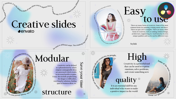 Glossy Creative Slideshow for DaVinci Resolve, DaVinci Resolve Templates