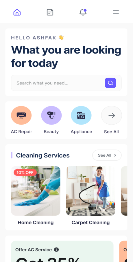DoorHub ANDROID + IOS + FIGMA (Free) | UI Kit | Flutter | Home Service Provide by FlutterVision