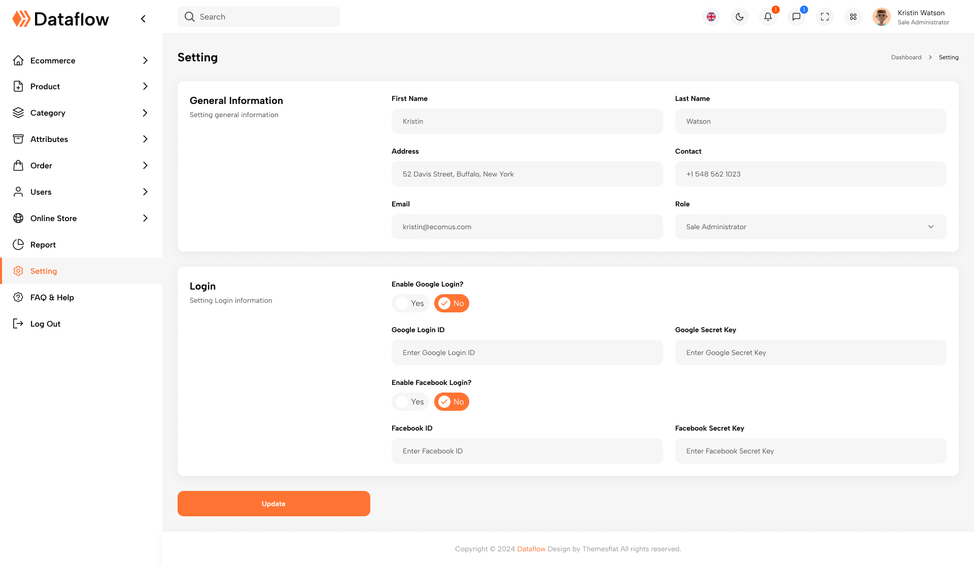 Dataflow - eCommerce Admin Dashboard Figma Template by themesflat ...