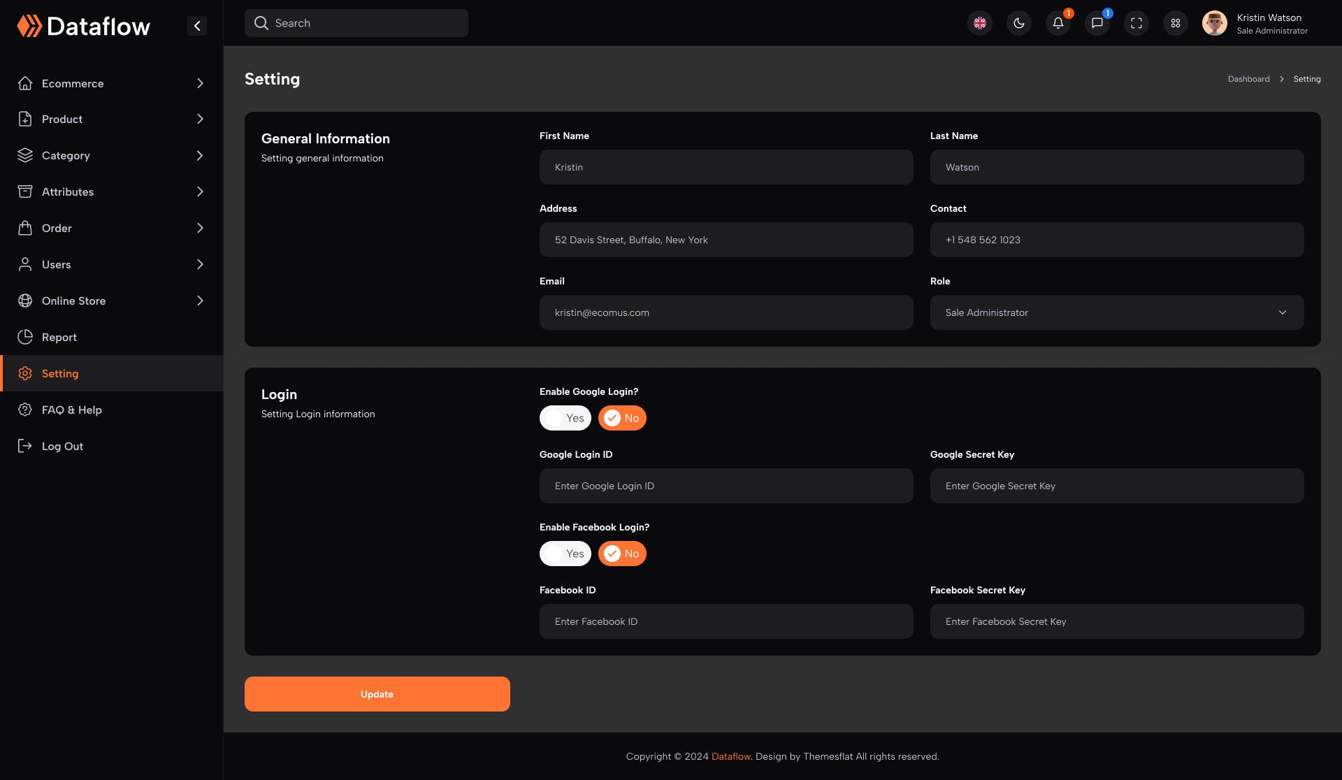Dataflow - eCommerce Admin Dashboard Figma Template by themesflat ...