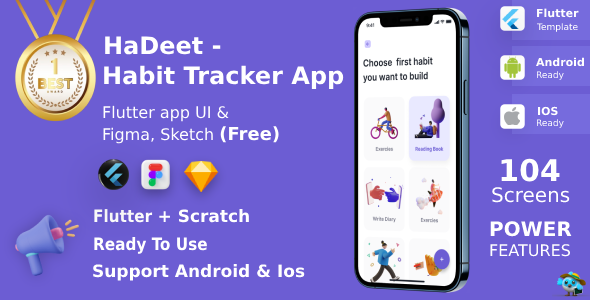 Habit Tracker App ANDROID + IOS + FIGMA + Sketch | UI Kit | Flutter ...