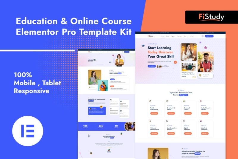 FiStudy - Professional Education & Online Course Elementor Pro Template Kit by weblayout