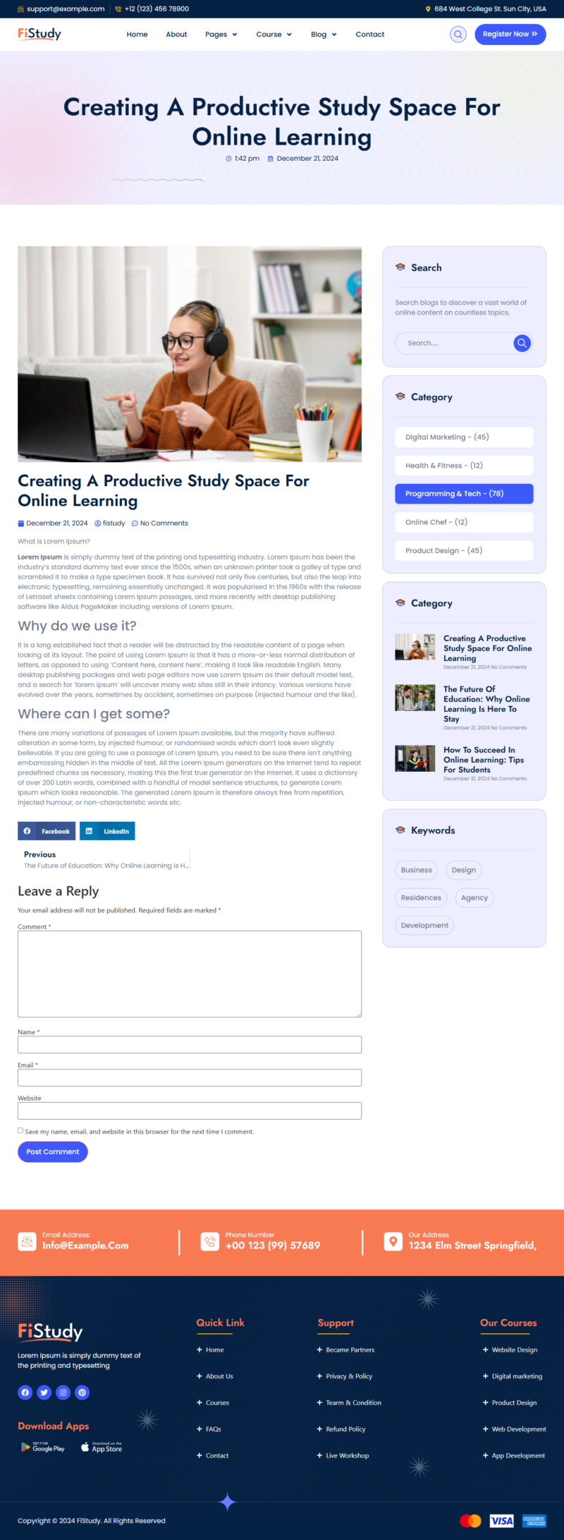 FiStudy - Professional Education & Online Course Elementor Pro Template Kit by weblayout