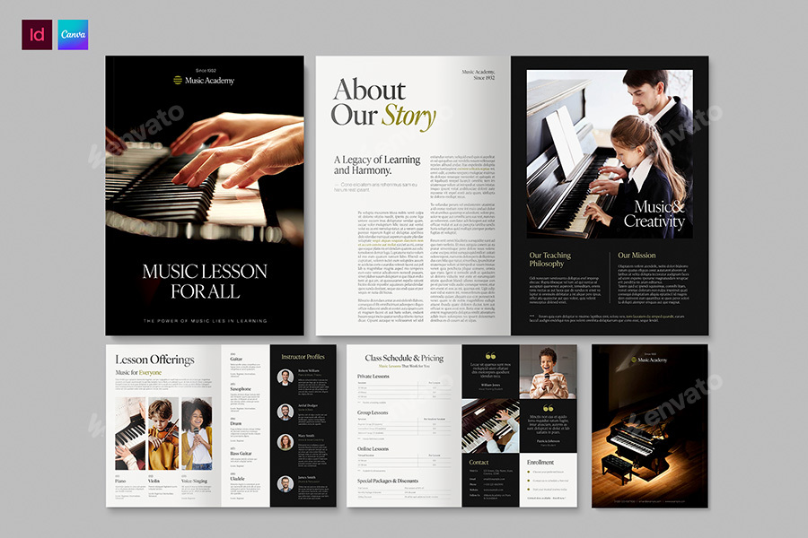 Music Lesson Brochure Template, Print Templates | GraphicRiver