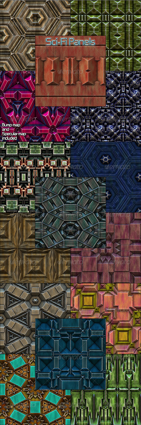 Sci-Fi Panels - Seamless Patterns by DreamWarrior | GraphicRiver