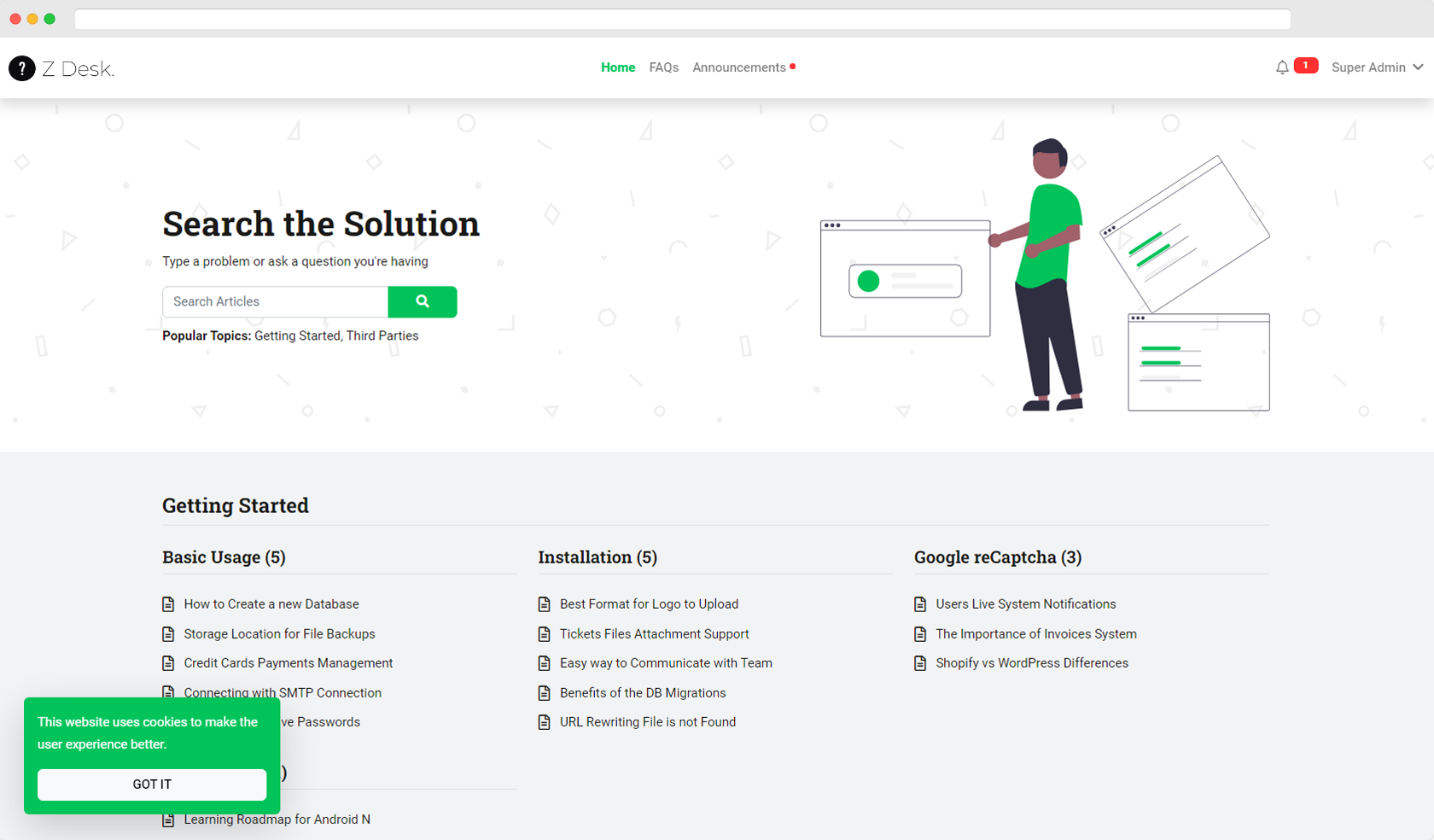 Z Desk - Support Tickets System with Knowledge Base and FAQs by zaiblab