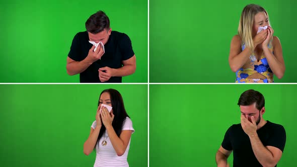 Compilation (Montage) - People Use Handkerchief on Nose - Green Screen ...