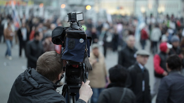 Cameraman Shoots People At A Crowded Place, Stock Footage | VideoHive