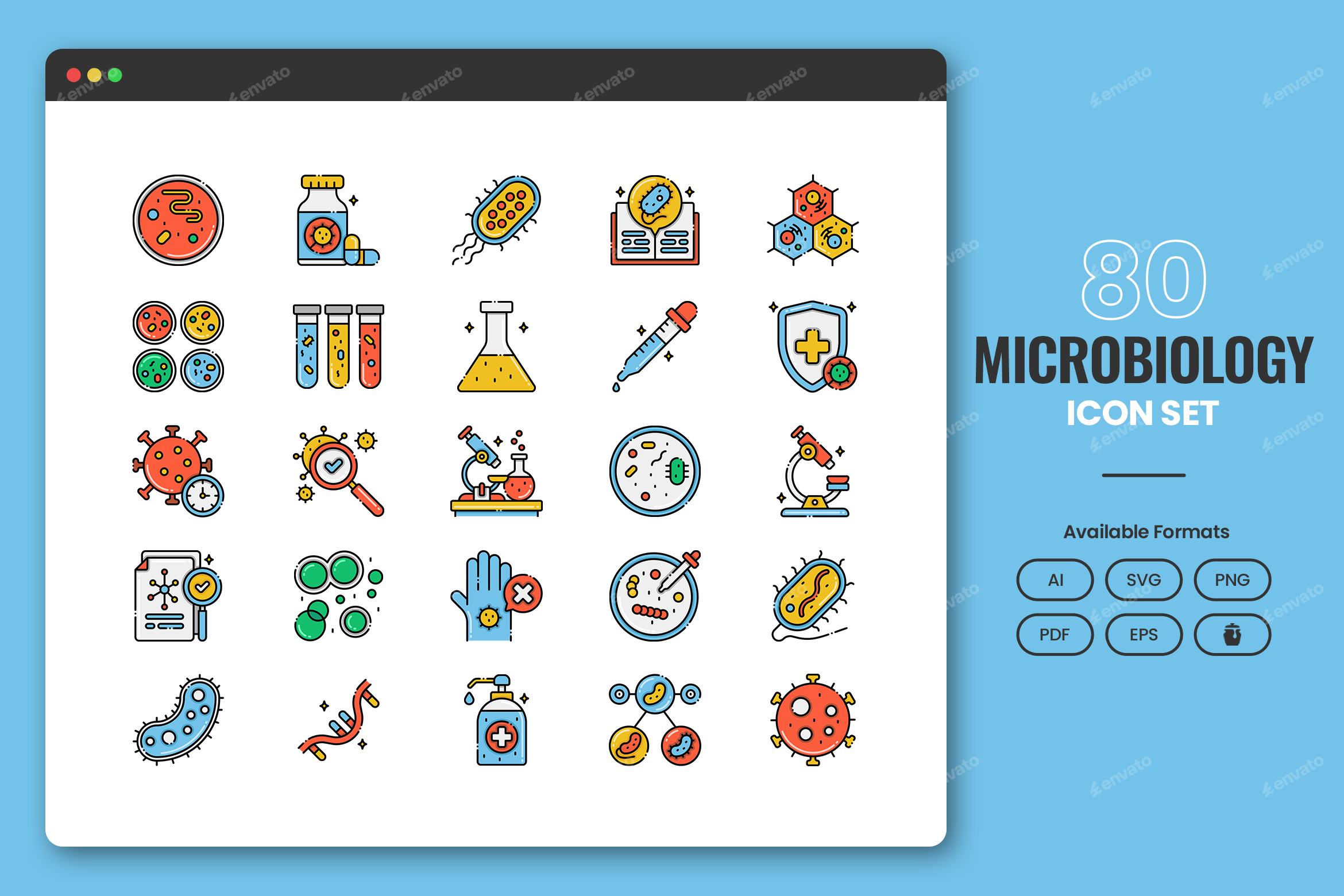 80 Microbiology Icons | Aesthetics Series, Icons | GraphicRiver