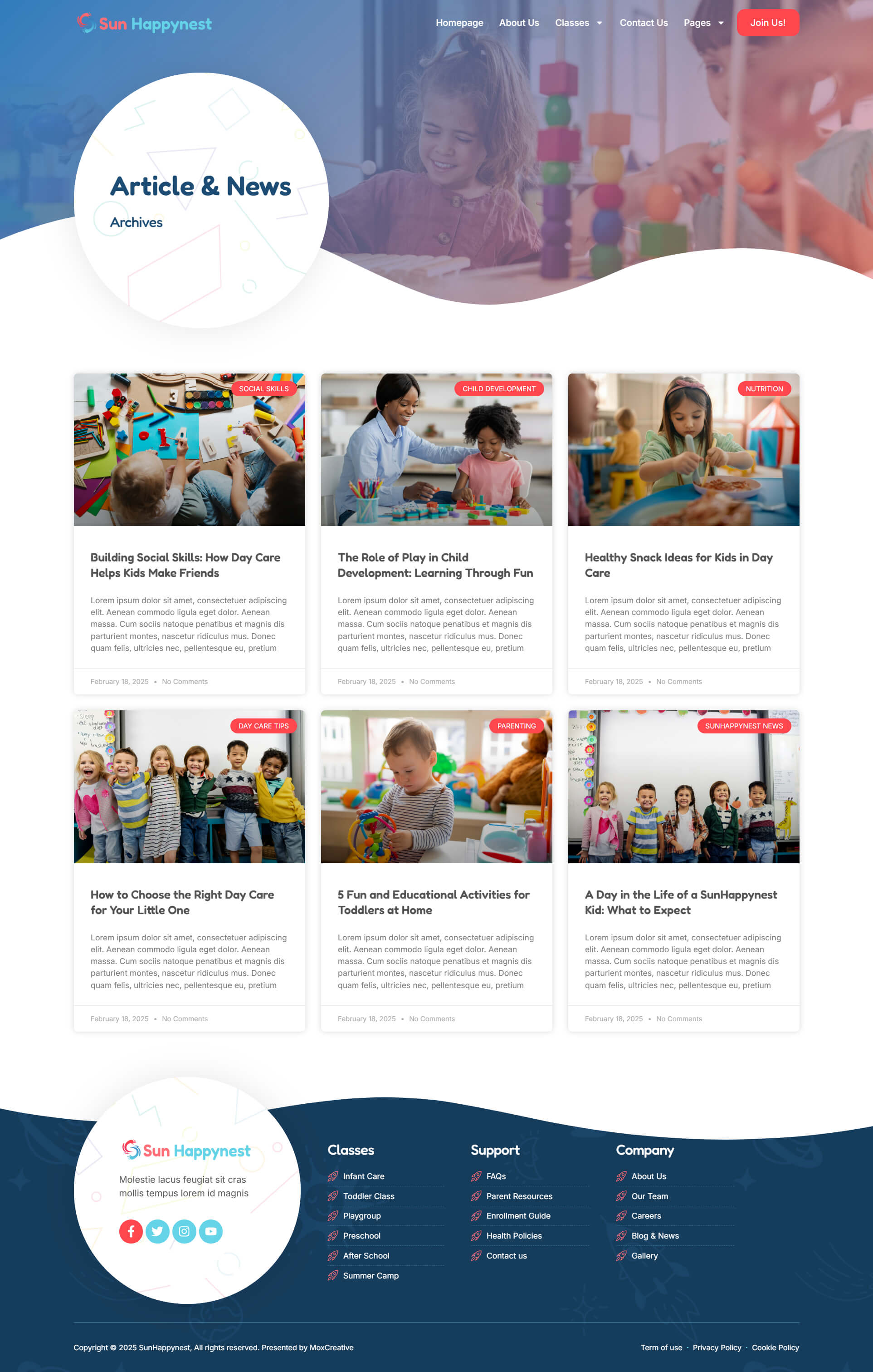 SunHappynest - Kindergarten & Child Care Elementor Pro Template Kit by moxcreative