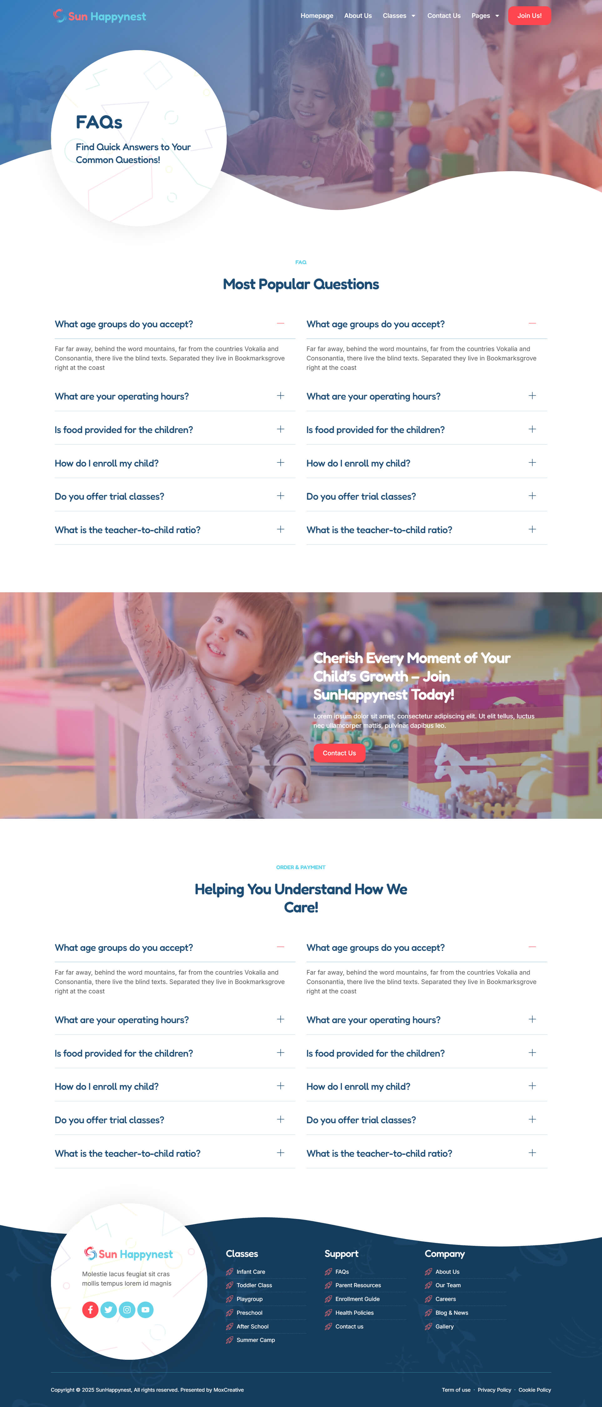 SunHappynest - Kindergarten & Child Care Elementor Pro Template Kit by moxcreative