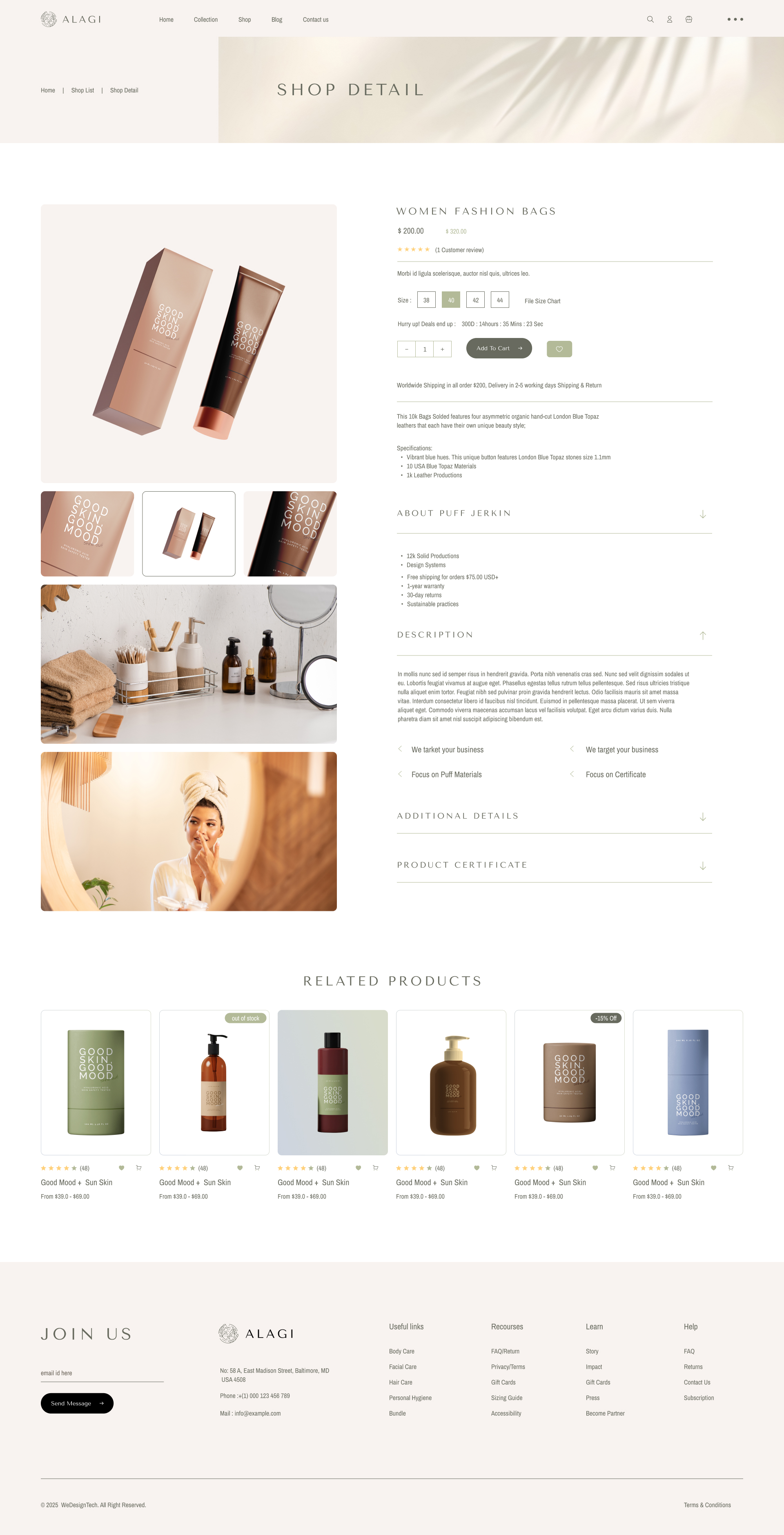 Alagi - Beauty & Cosmetics Services Figma Template by BuddhaThemes
