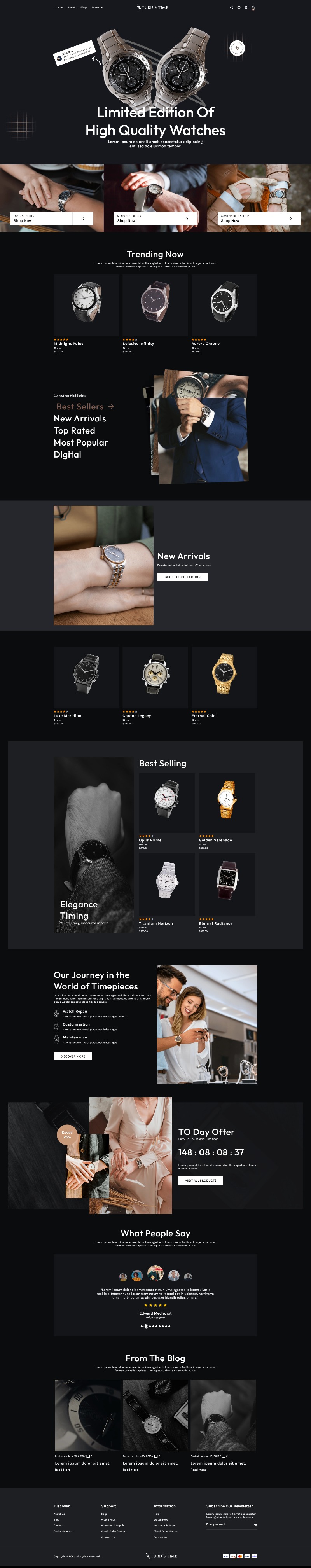 Turnstime - Modern Hand Watch Shop eCommerce HTML5 Template by Evonicmedia