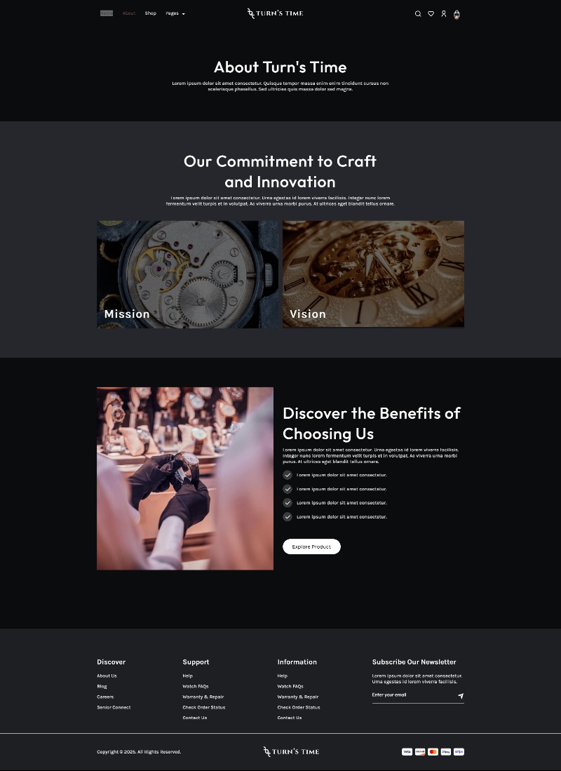 Turnstime - Modern Hand Watch Shop eCommerce HTML5 Template by Evonicmedia