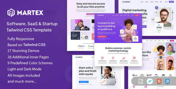 Martex - Software, SaaS & Startup Tailwind CSS Template by elite-themes24