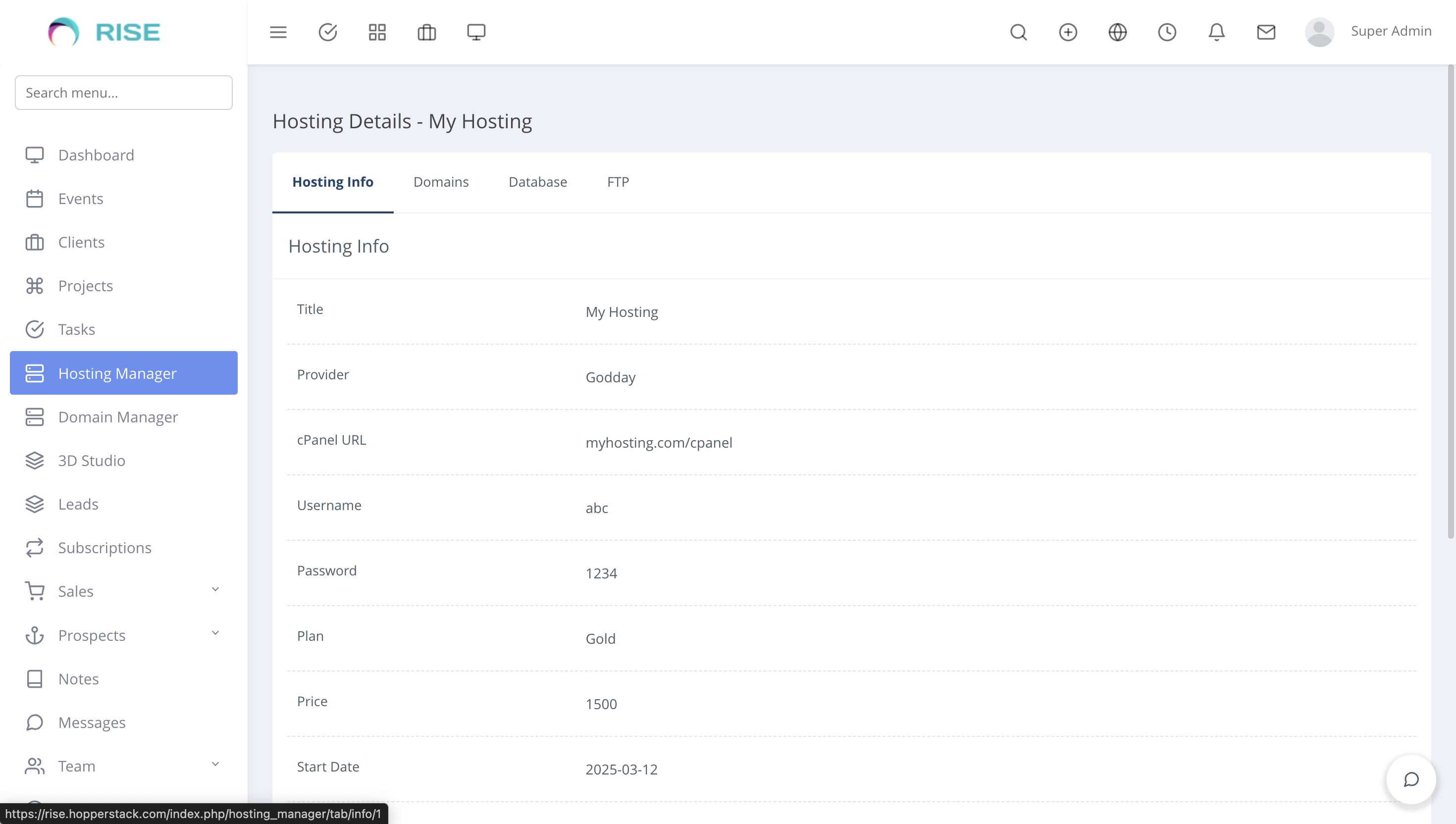 Hosting Manager for RISE CRM by Hopperstack | CodeCanyon