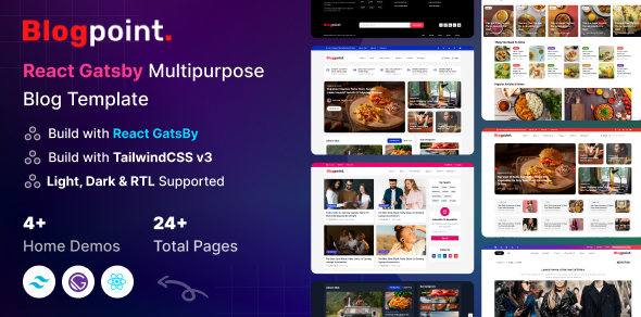 BlogPoint - React Gatsby Multipurpose Blog Template by SRBThemes ...