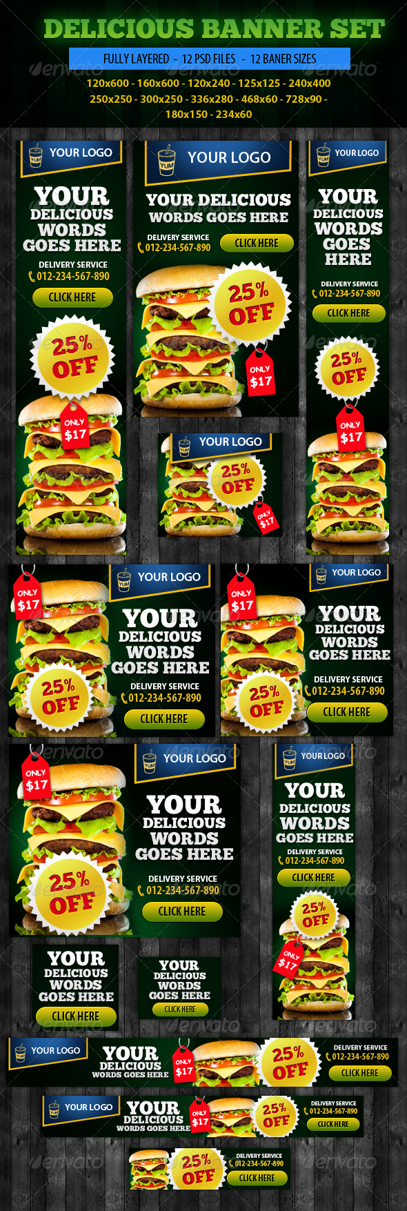 Delicious Banner ad Design by themeboo | GraphicRiver