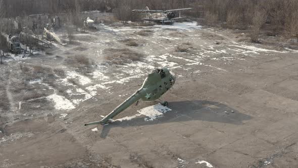 A Broken Fuselage of a Soviet MI2 Helicopter Without a Propeller at an ...