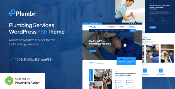 Plumbr - Plumbing Services Gutenverse FSE WordPress Theme by jegtheme