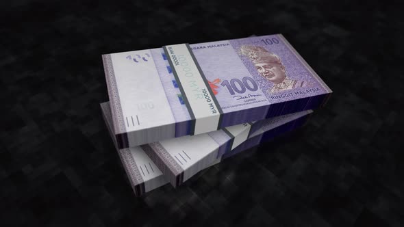 Malaysia Ringgit money banknote pile packs, Motion Graphics | VideoHive