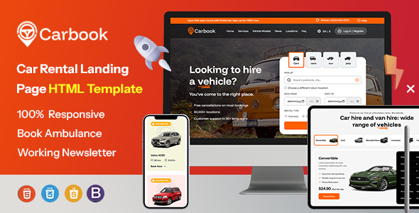 Carbook - Car Rental Landing Page HTML Template by winsfolio | ThemeForest