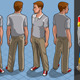 Isometric Service Man in Four Positions by aurielaki | GraphicRiver