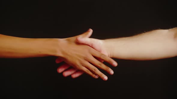Diverse People Making Handshake Gesture Isolated on Black Background ...