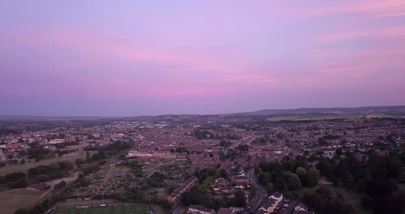 Panoramic aerial view of Exeter in Devon featuring trees and ...