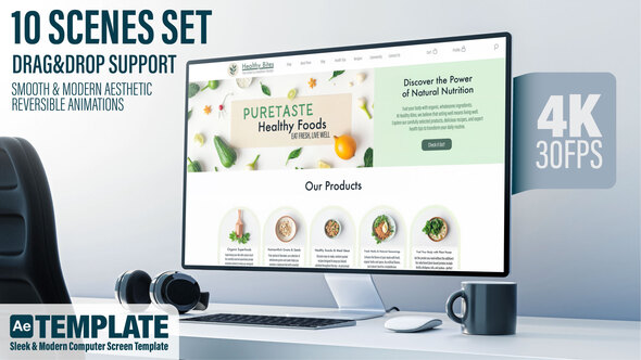 Computer Monitor Screen Mockup | 10 Scenes Set – Sleek & Modern After ...