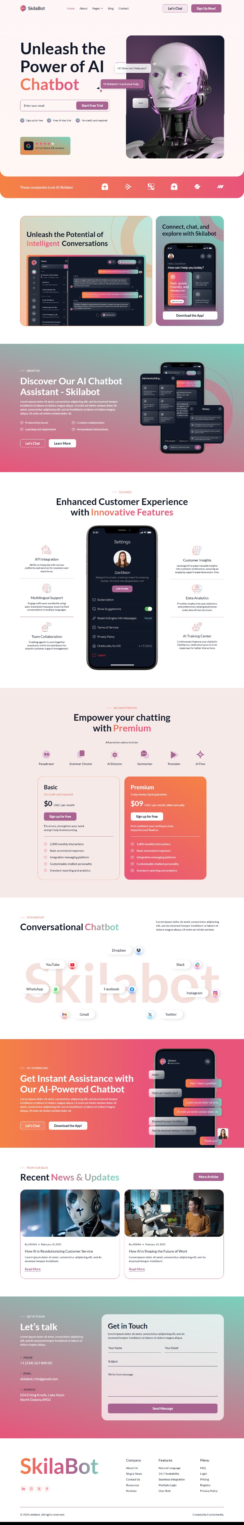Skilabot - AI Chatbot Service Elementor Template Kit by Evonicmedia