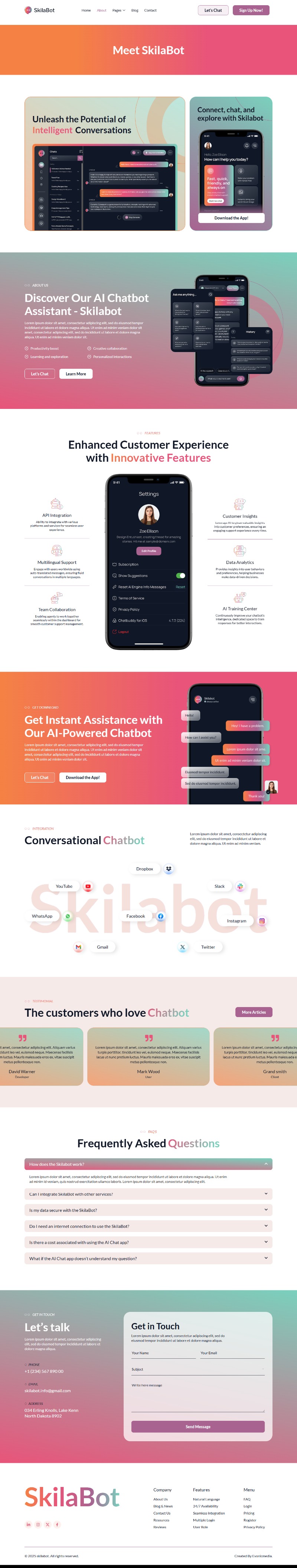 Skilabot - AI Chatbot Service Elementor Template Kit by Evonicmedia