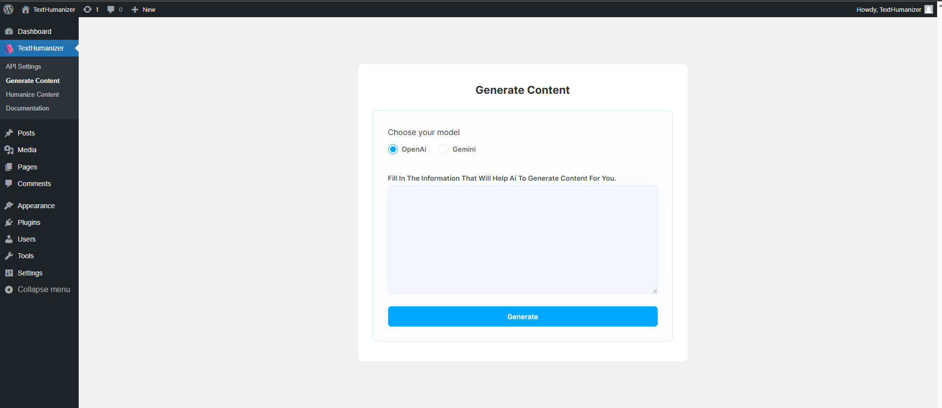 TextHumanizer - Humanize AI Content Generator WordPress Plugin by kamleshyadav