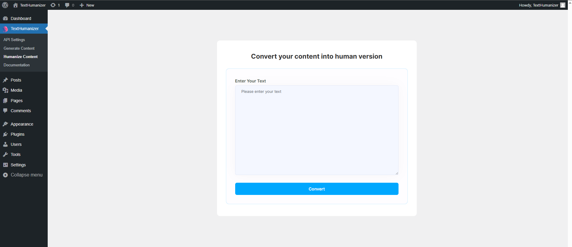 TextHumanizer - Humanize AI Content Generator WordPress Plugin by kamleshyadav