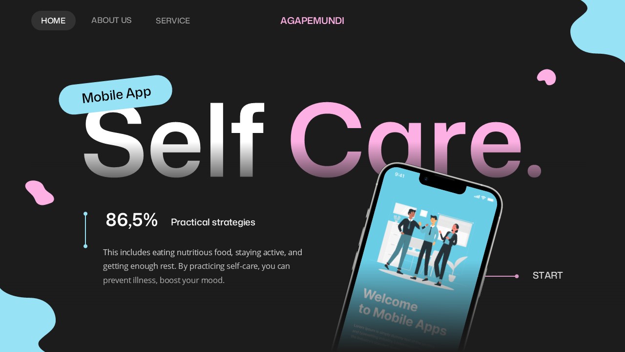 Mobile App Self Care Powerpoint Template, Presentation Templates ...