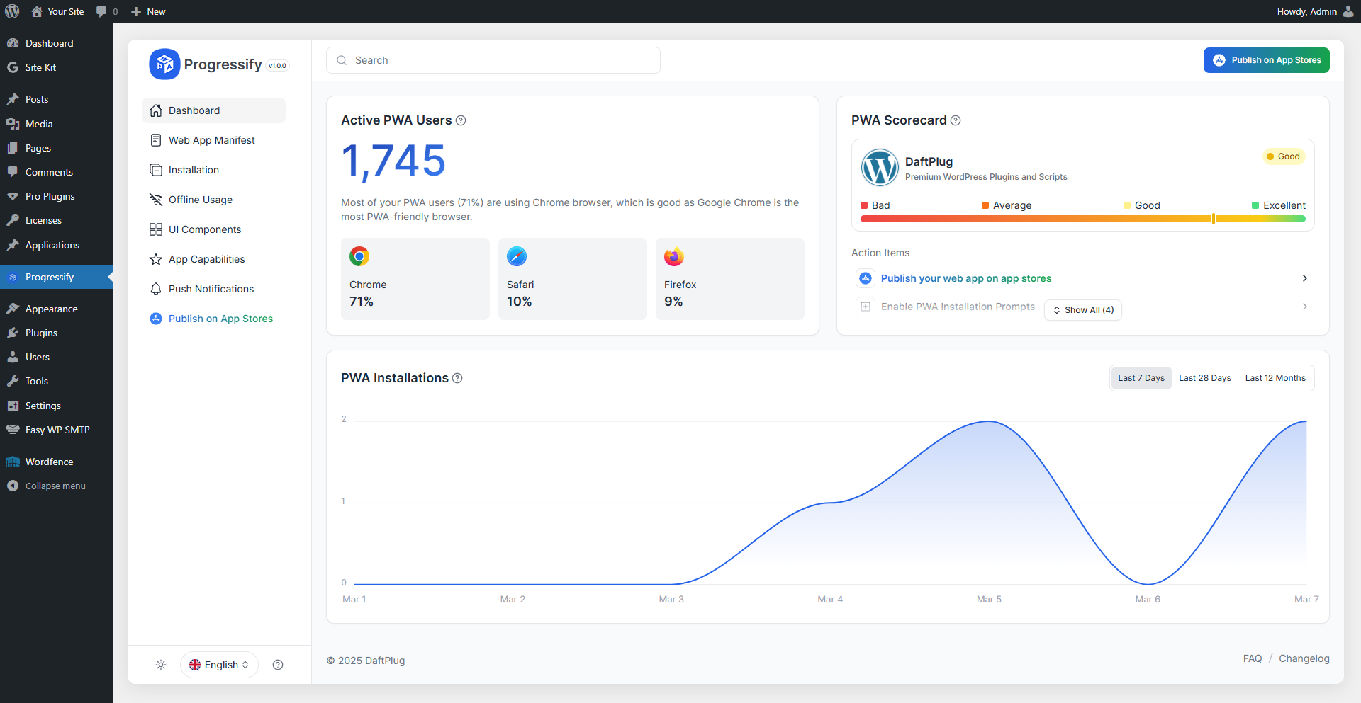 Progressify (Instantify) - Progressive Web App (PWA) for WordPress by DaftPlug