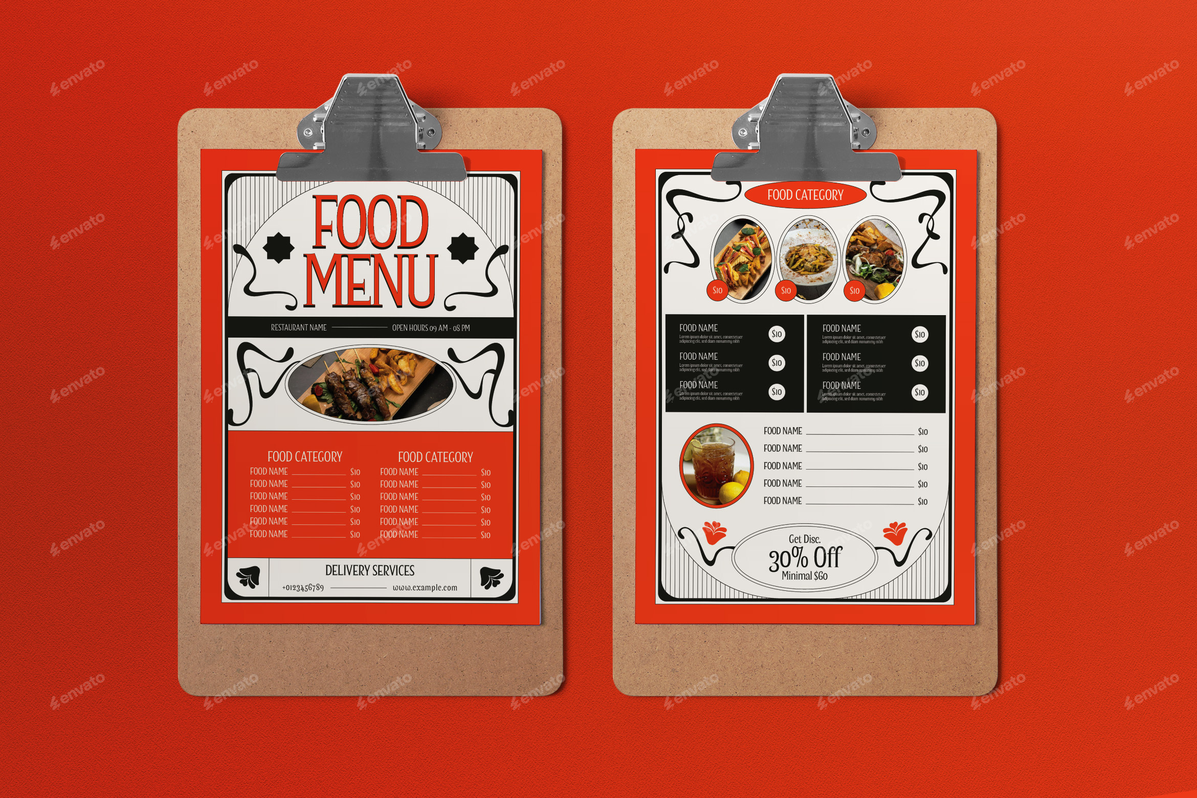 Orange Contemporary Nouveau Iftar Food Menu, Print Templates | GraphicRiver