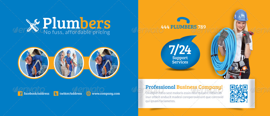 Plumbers Billboard & Roll-Up Template, Print Templates | GraphicRiver