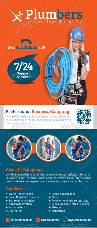 Plumbers Billboard & Roll-Up Template, Print Templates | GraphicRiver