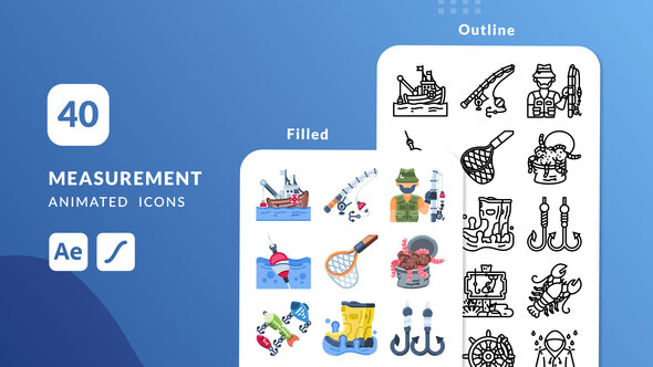 Fishing Animated Icons | After Effects, After Effects Project Files