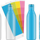 Four Plastic Bottles with Color Palette and Labels, Vectors | GraphicRiver