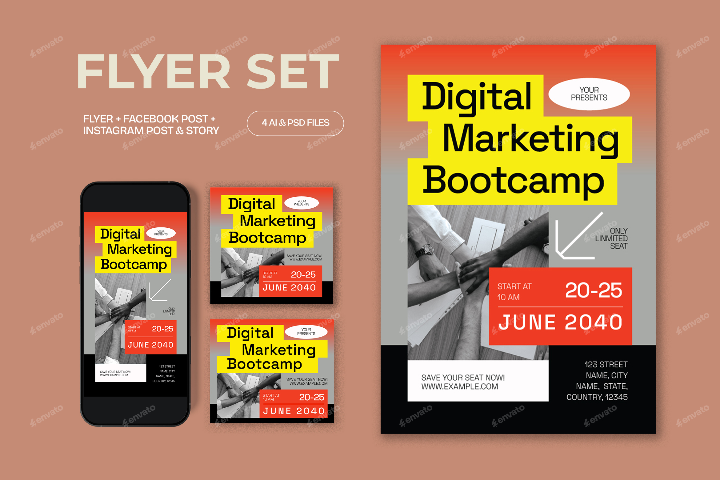 Gray Minimalist Digital Marketing Flyer Set, Print Templates | GraphicRiver