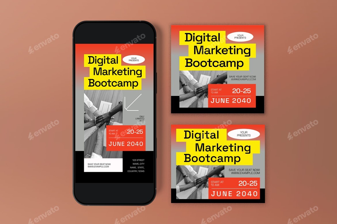 Gray Minimalist Digital Marketing Flyer Set, Print Templates | GraphicRiver