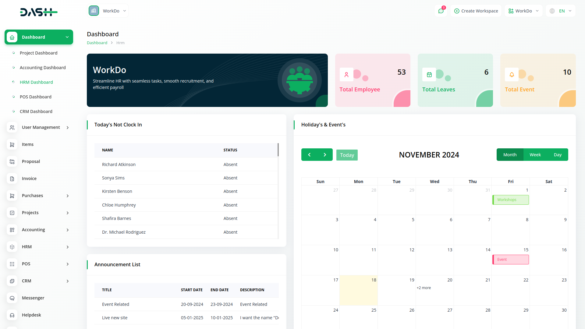 WorkDo Dash SaaS - Open Source ERP with Multi-Workspace by WorkDo | CodeCanyon
