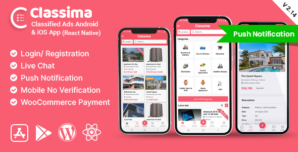 Classima - Classified ads Android & iOS App by RadiusTheme | CodeCanyon