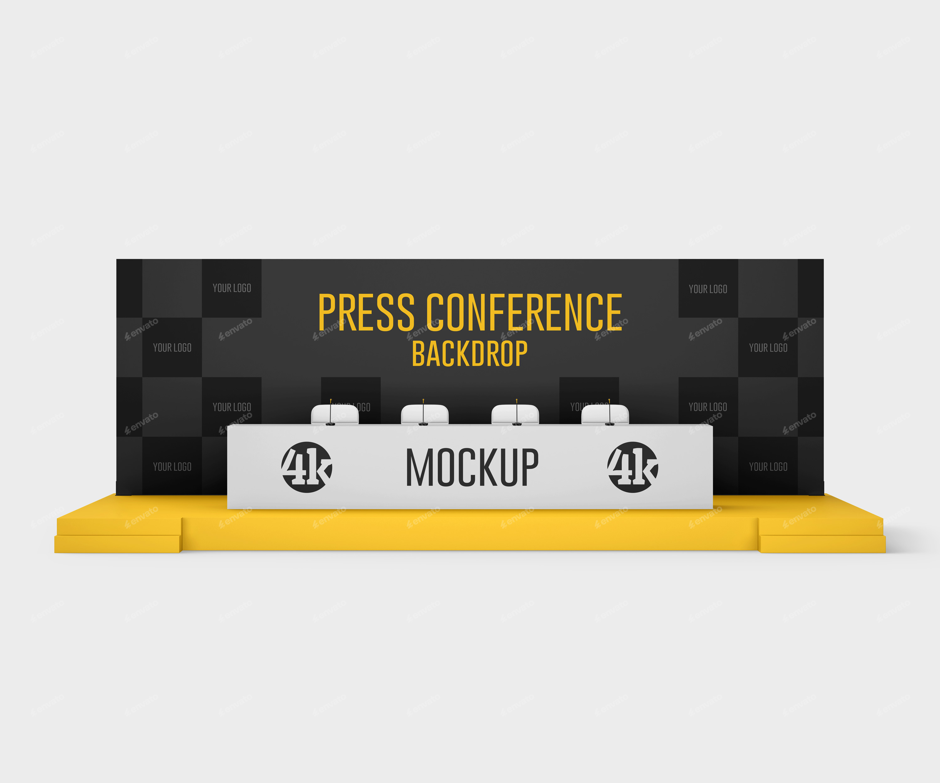 Press Conference Backdrop Table Mockup Set, Graphics | GraphicRiver