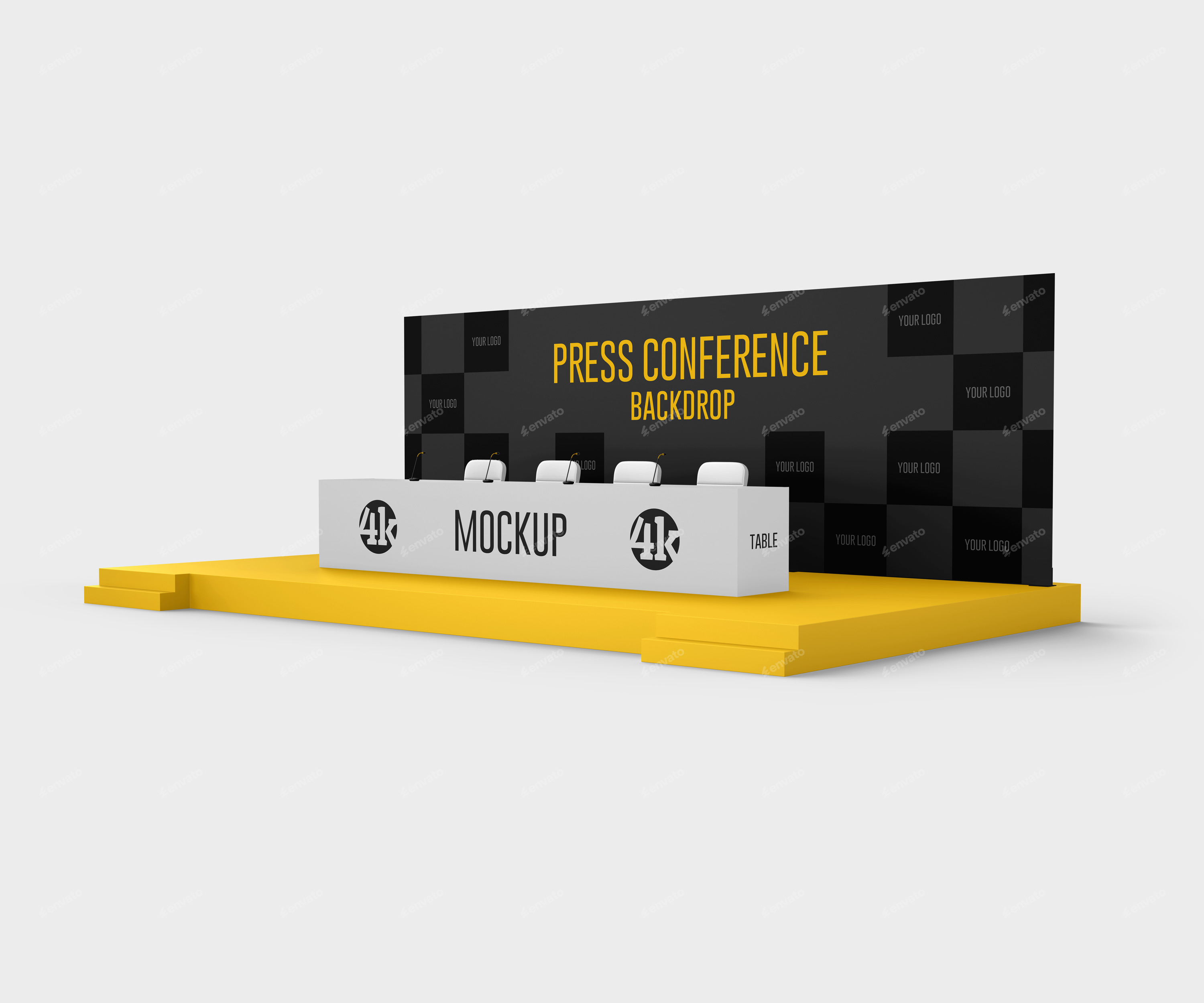 Press Conference Backdrop Table Mockup Set, Graphics | GraphicRiver