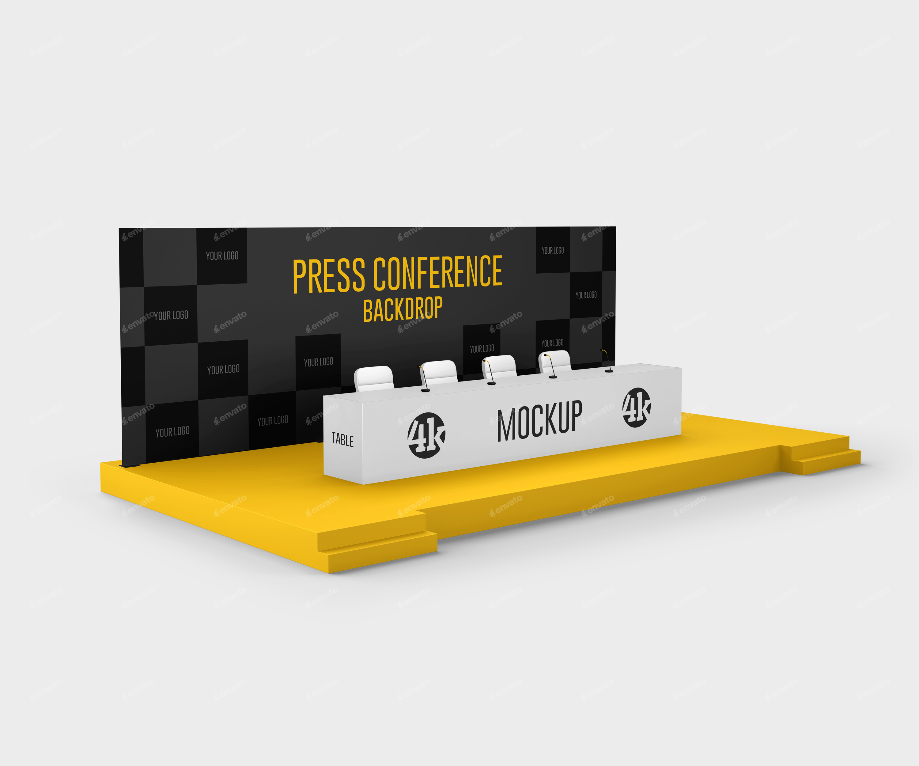 Press Conference Backdrop Table Mockup Set, Graphics | GraphicRiver