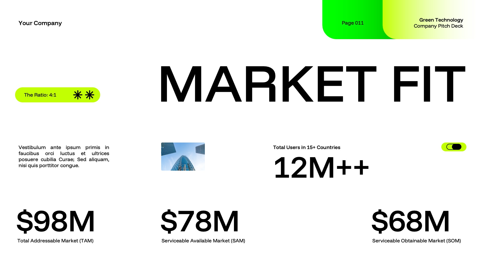 White Green Black Gradient Tech Company Pitch Deck, Presentation Templates